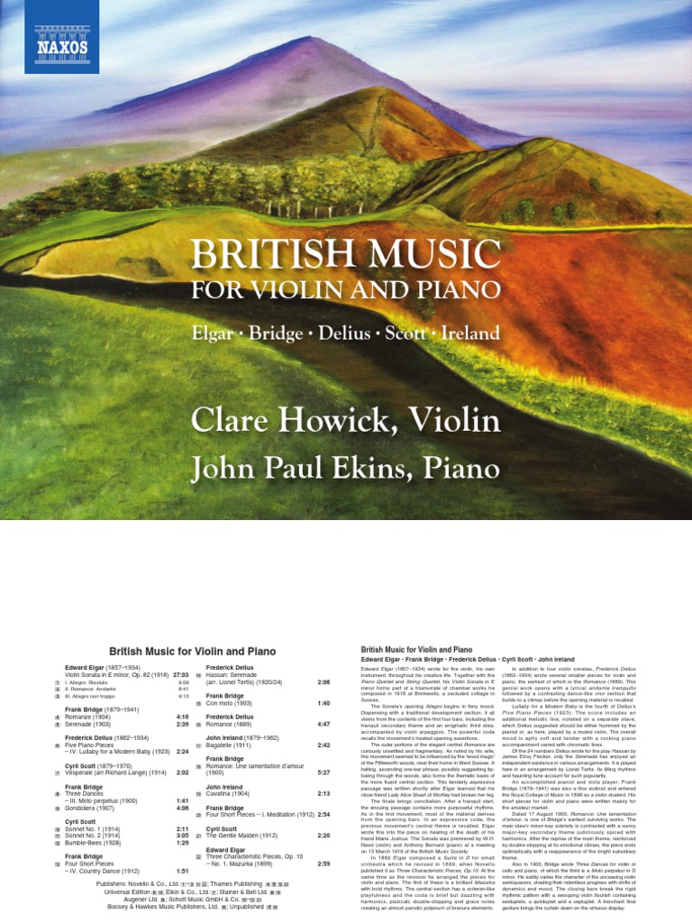 British Music: Clare Howick, Violin | PDF | Edward Elgar | Violin