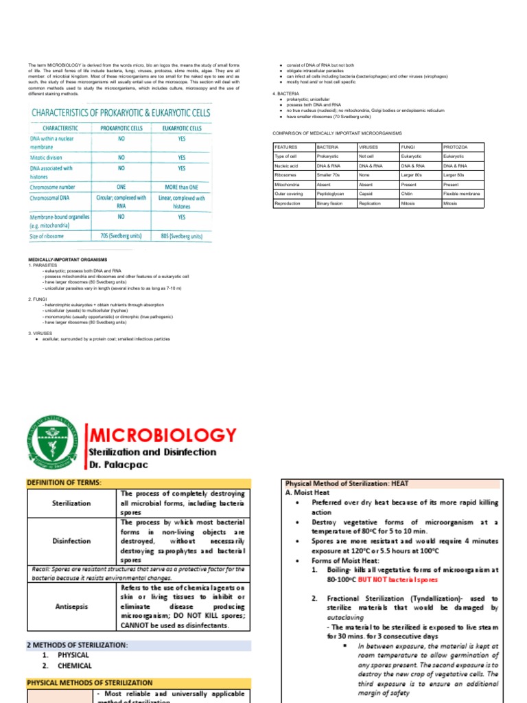 Microbiology Casi Lec 1 | PDF | Sterilization (Microbiology) | Disinfectant