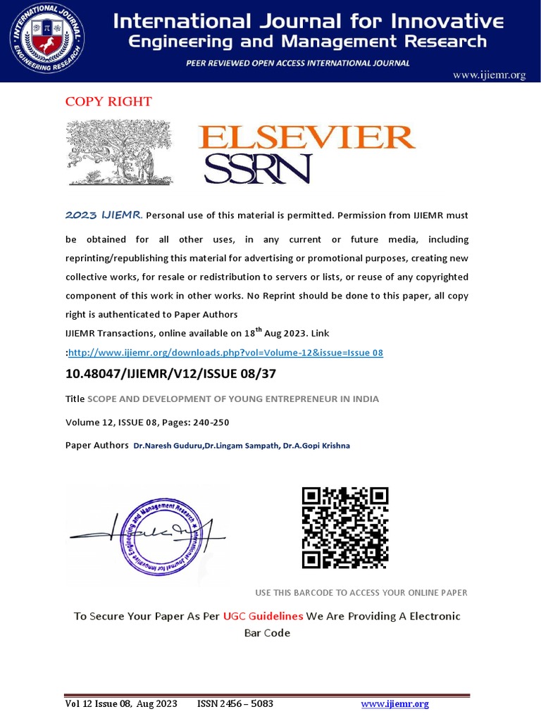 2023 Scope and Development of Young Entrepreneur in India | PDF ...