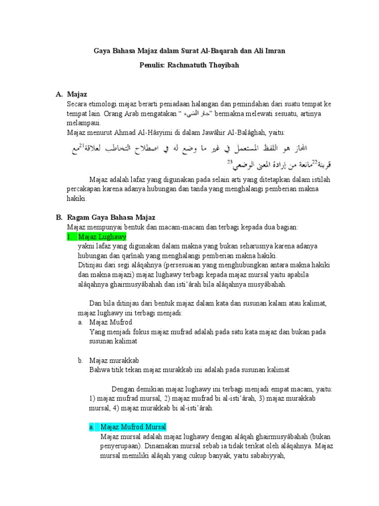 Gaya Bahasa Majaz | PDF