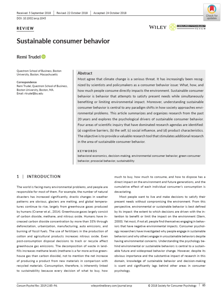 2019 - Trudel - Sustainable Consumer Behavior - Consumer Psychology ...