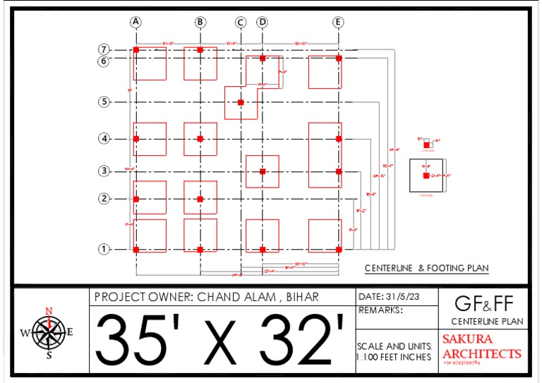 30X30 COLUMN & FOOTING PLAN Chand Alam Bihar | PDF