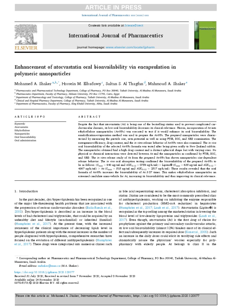 Atorvastatin Paper | PDF | Emulsion | Statin