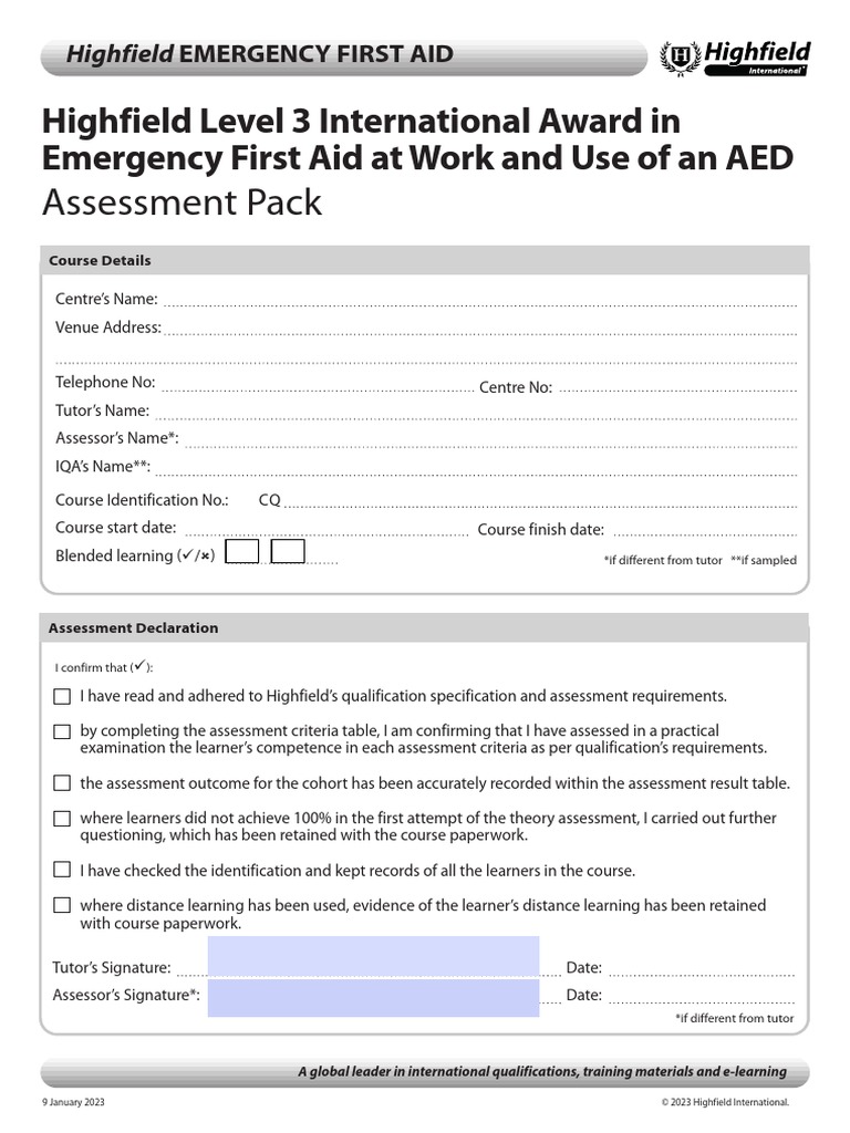 (03022023 0533) l3 Efaw Aed Assessment Pack 2023 Fillable | PDF ...
