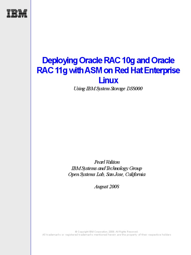 Deploying Oracle Rac 10g R2 And 11g R1 With Asm On Rhel With Ds8000 Pdf Oracle Database