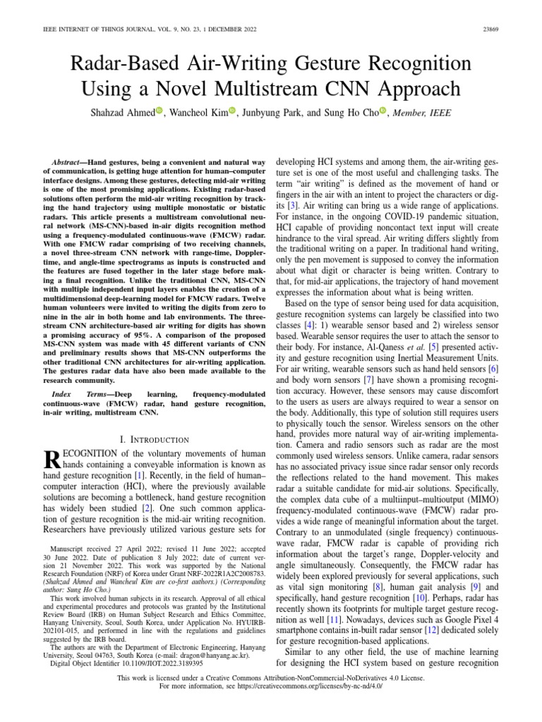 Radar-Based Air-Writing Gesture Recognition Using A Novel Multistream ... Radar-Based Air-Writing Gesture Recognition Using A Novel Multistream ...