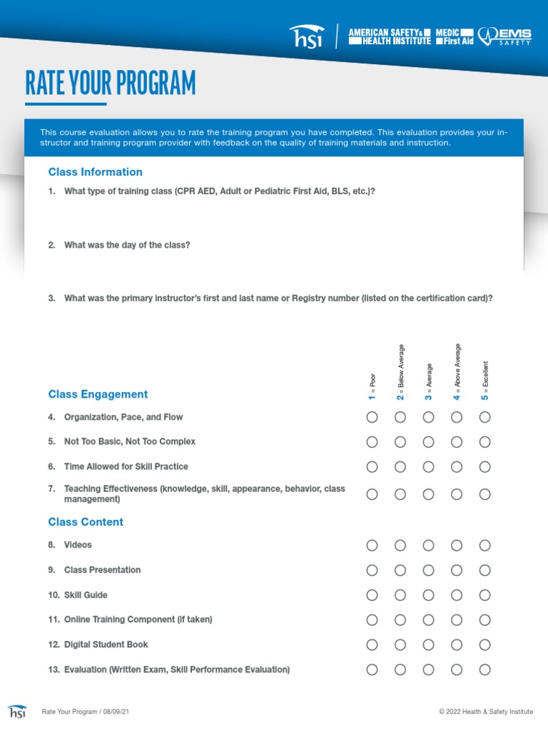 HSI Rate Your Program (v1) | PDF | Educational Technology | Health Care