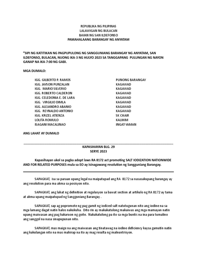 Salt Iodization Law | PDF