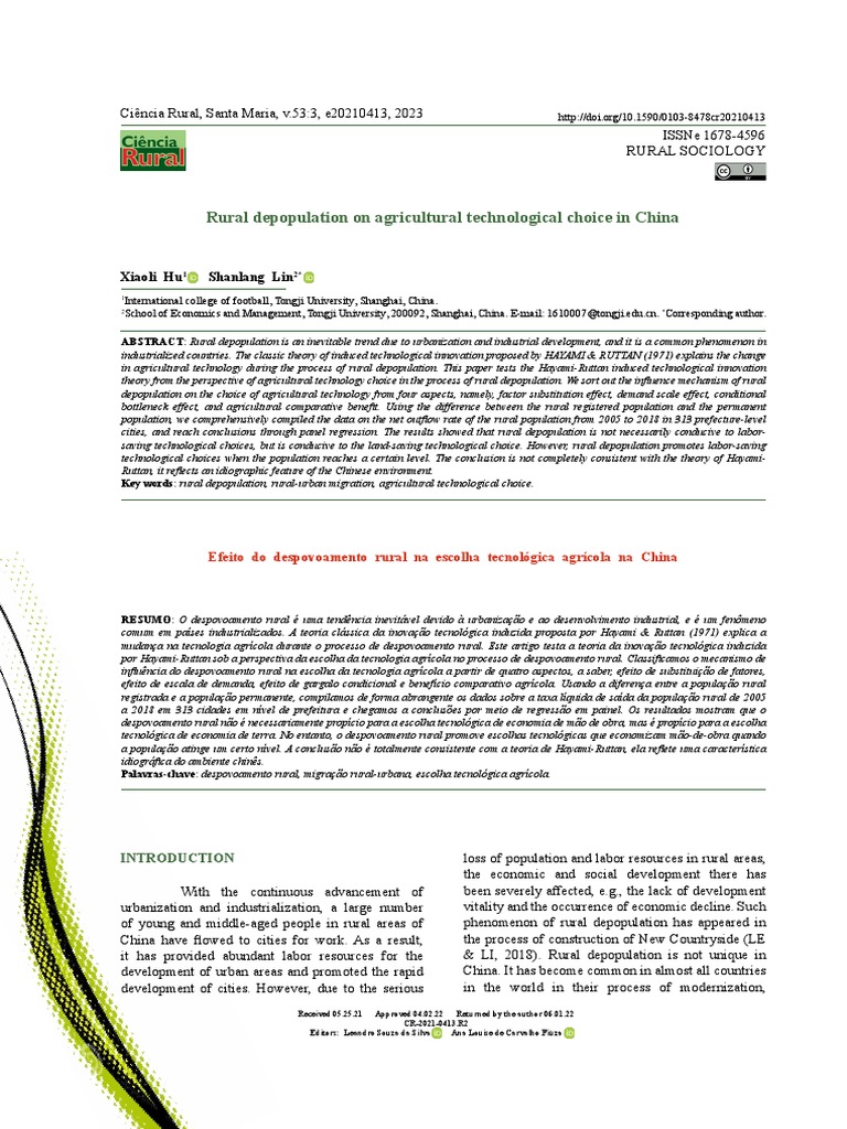 Rural Depopulation On Agricultural Technological C | PDF | Labour ...