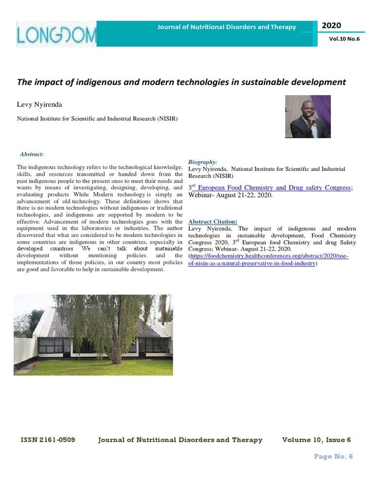 The Impact of Indigenous and Modern Technologies in Sustainable ...