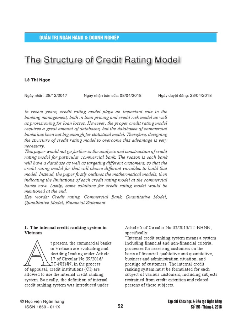 Credit Rating Model | PDF | Quantitative Research | Banks