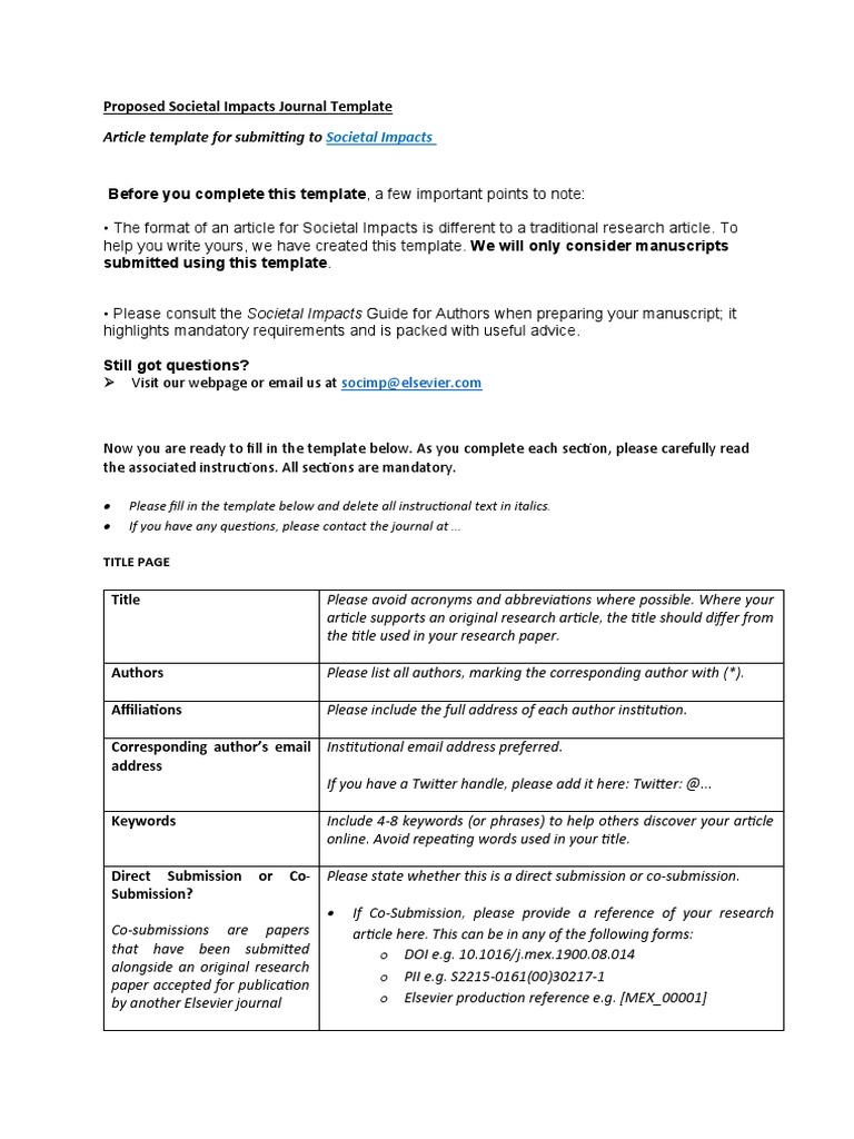 Societal Impacts Journal Template | PDF