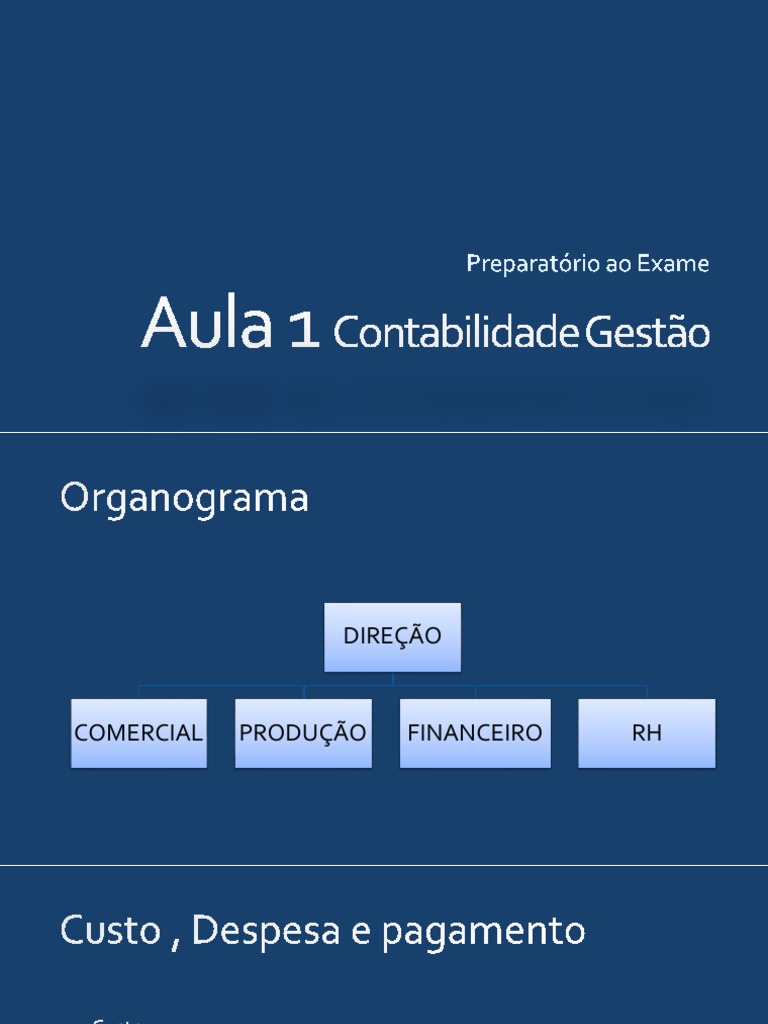 Aula 1 Contabilidade Gestão | PDF | Despesa | Comércio
