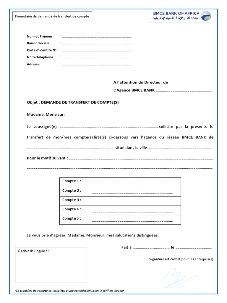 Demande de Transfert de Compte | PDF Demande de Transfert de Compte | PDF
