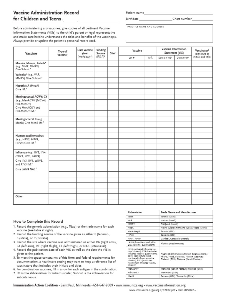 Vaccine Record Pdf
