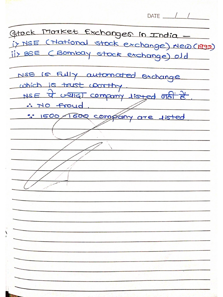 Hand Written NOTES FOR BEGINNERS IN Stock Market Hindi | PDF