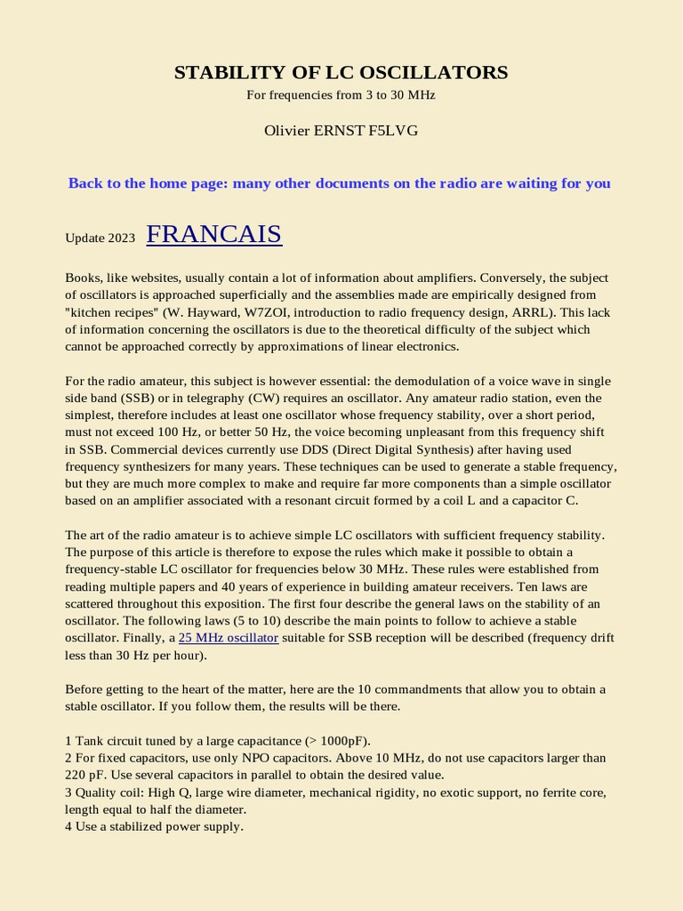LC Oscillators | PDF | Electronic Oscillator | Capacitor