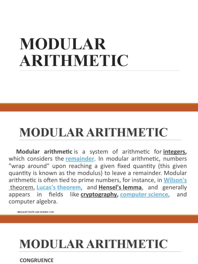Modular Arithmetic 1 1 Pdf Discrete Mathematics Number Theory