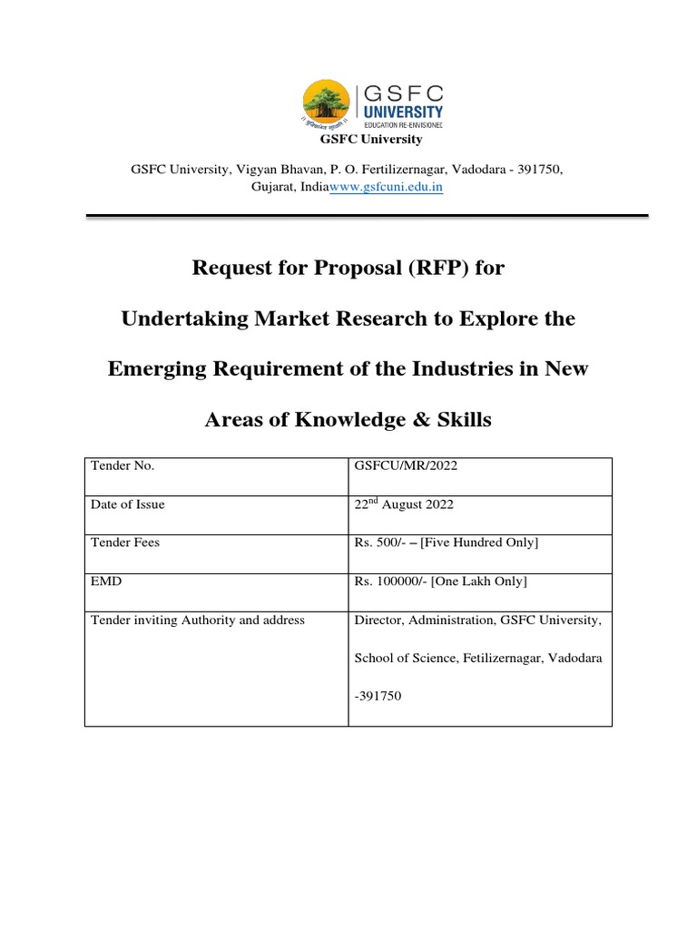 RFP for Market Research on Industry Skills | PDF | Request For Proposal ...