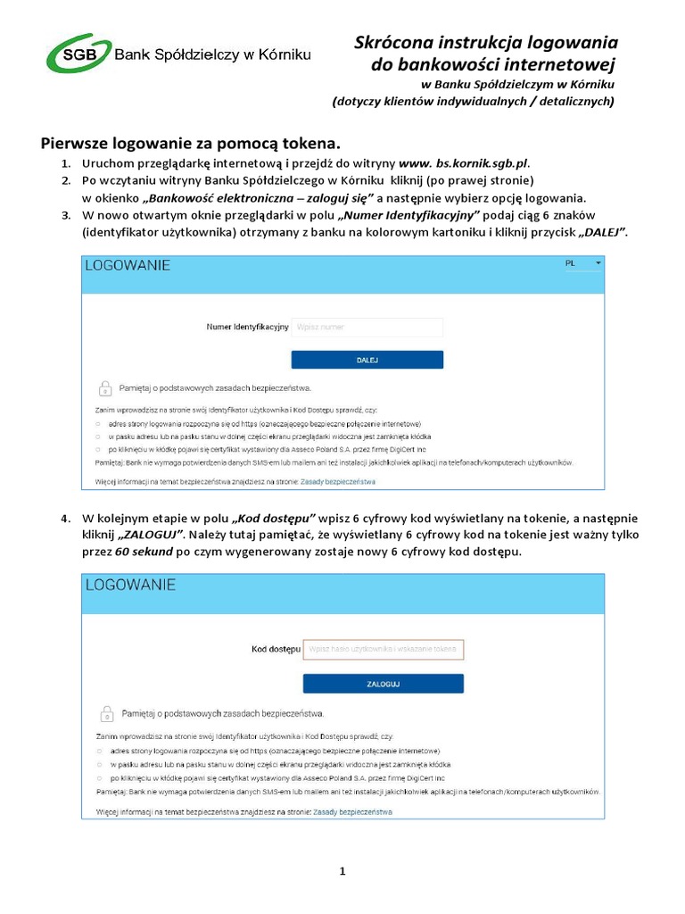 17 Instrukcja Logowania Do CUI Za Pomoca Tokena Def3000 CBPa | PDF