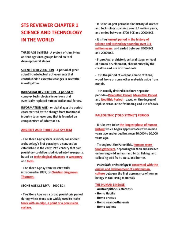 Sts Reviewer Chapter 1 Science and Technology in The World | PDF | Homo ...