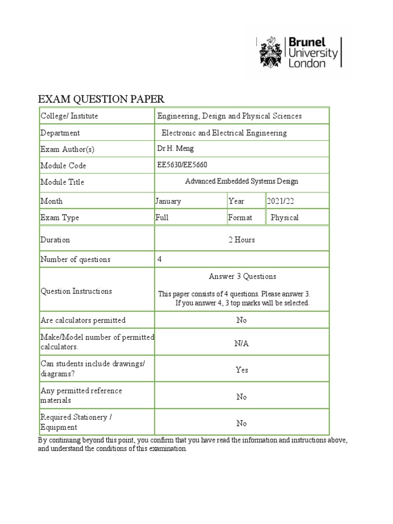 Advanced Embedded Systems Exam 2021 | PDF | Electronics | Electrical ...