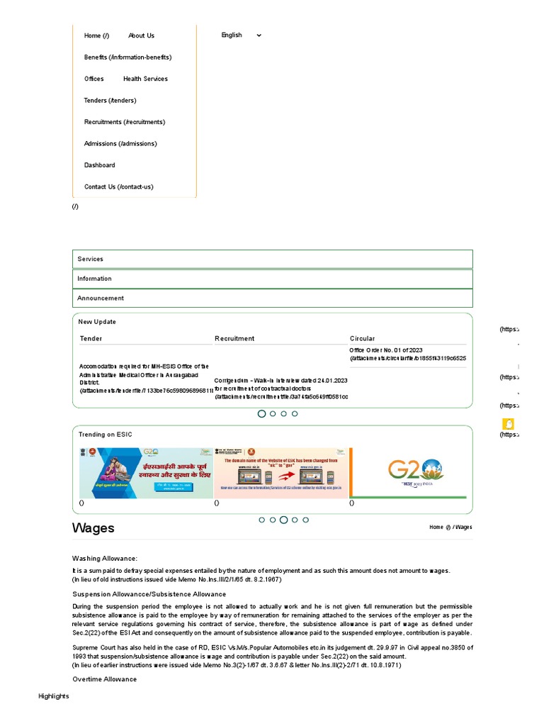 ESIC Wage Regulations and Allowances Guide | PDF | Cost Of Living ...
