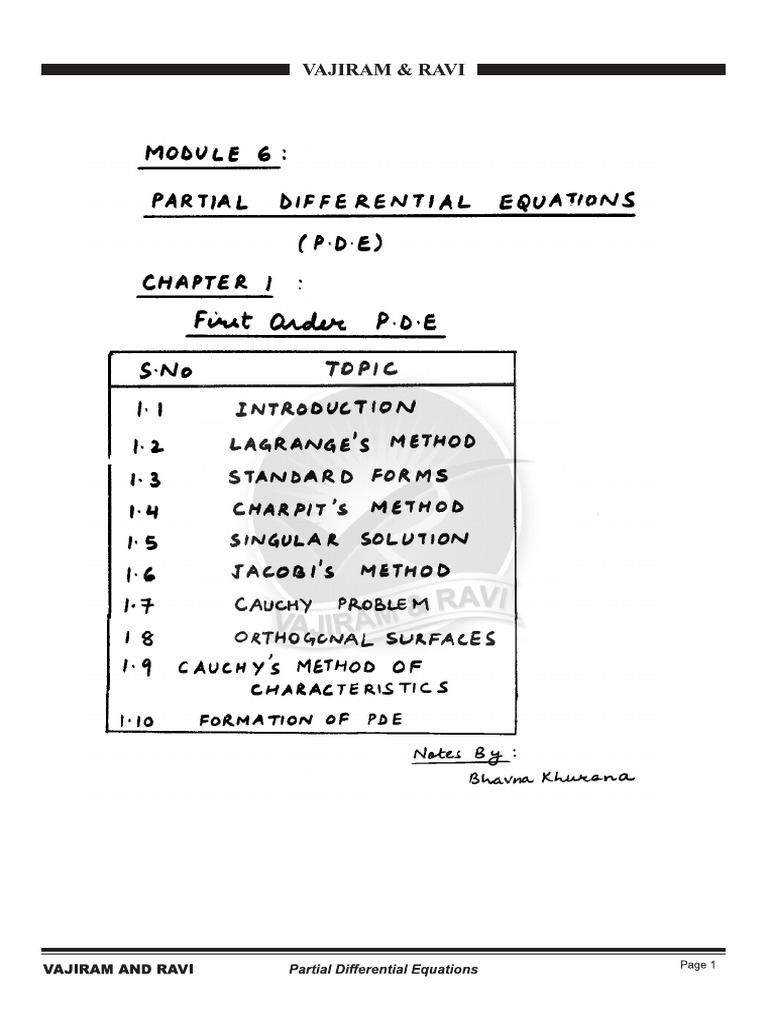 Ch-1 Partial Differential Equations - CDR | PDF