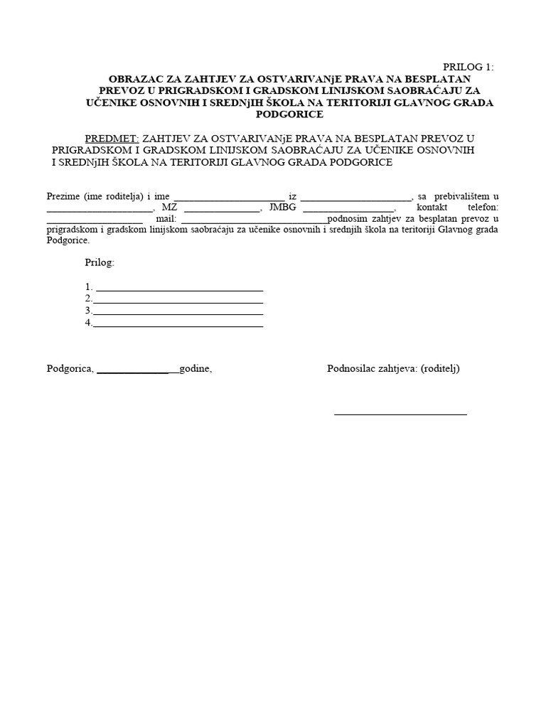 Obrazac Besplatan Linijski Prevoz | PDF