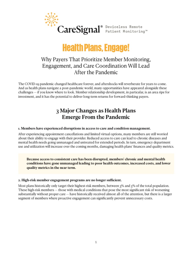 Health Plans Engage! CareSignal White Paper | PDF | Health Policy | Chronic Condition