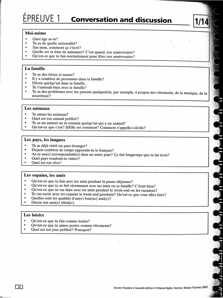 IGCSE General Convo Topic Areas | PDF