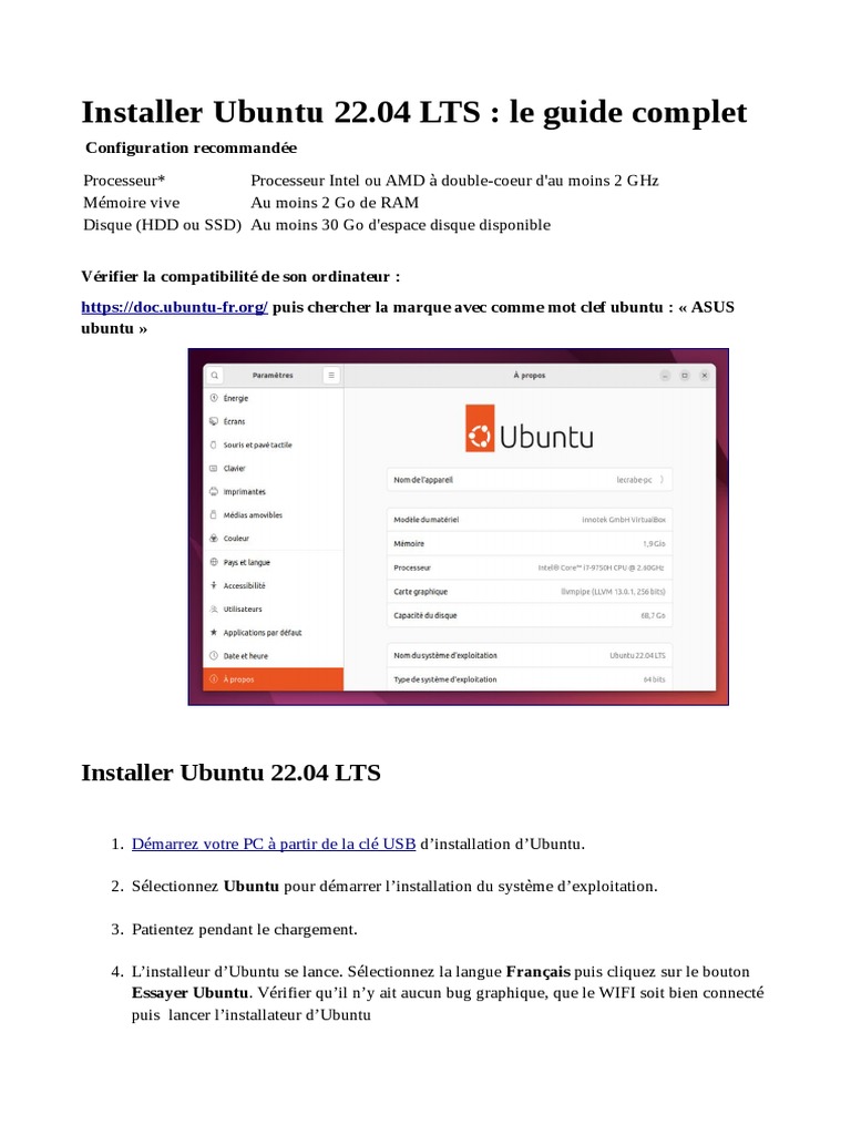 Tutoriel Installation Ubuntu | PDF | PC compatibles IBM | Clé USB