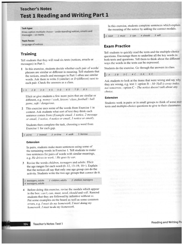 A2 Key Trainer - Teacher's Book | PDF