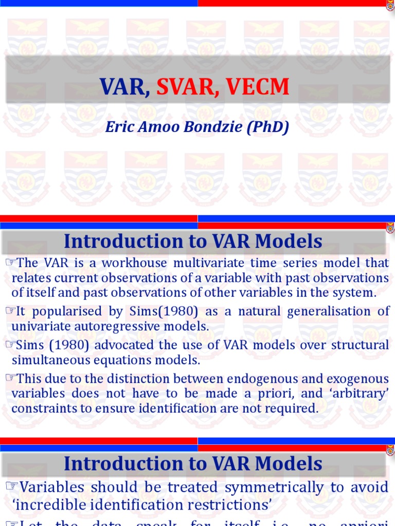 VAR Slides | PDF | Vector Autoregression | Ordinary Least Squares