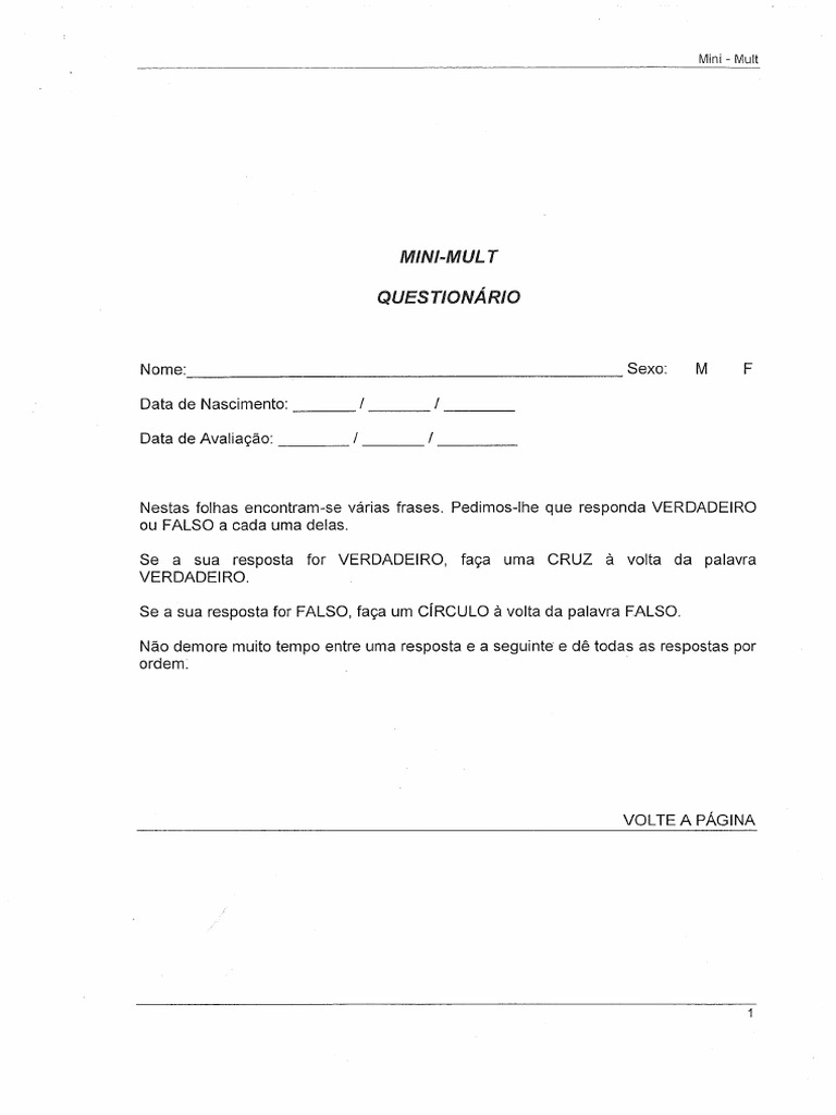 Mini-Mult Questionário | PDF