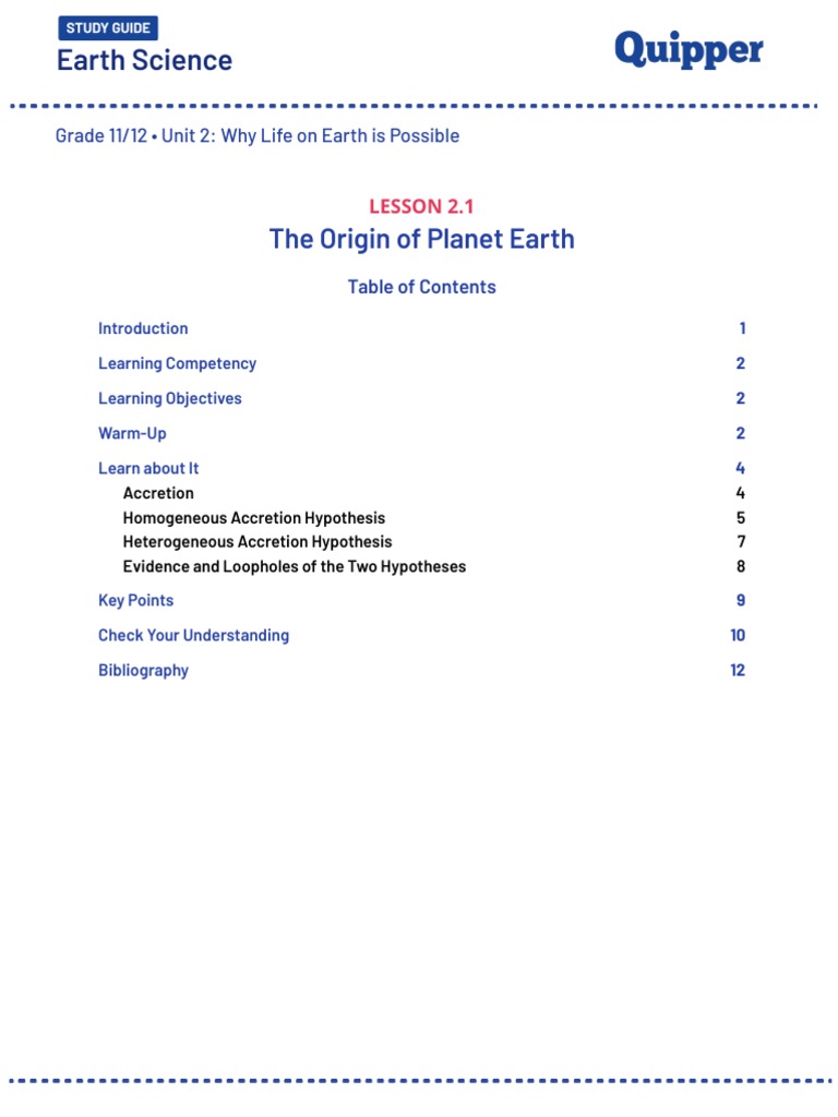 2.1the Origin of Planet Earth | PDF | Planetary Core | Earth