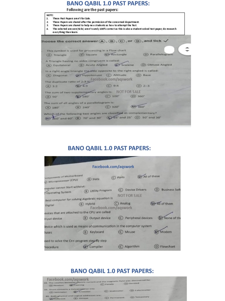 Bano Qabil Past Papers 00001 | PDF | Self-Improvement