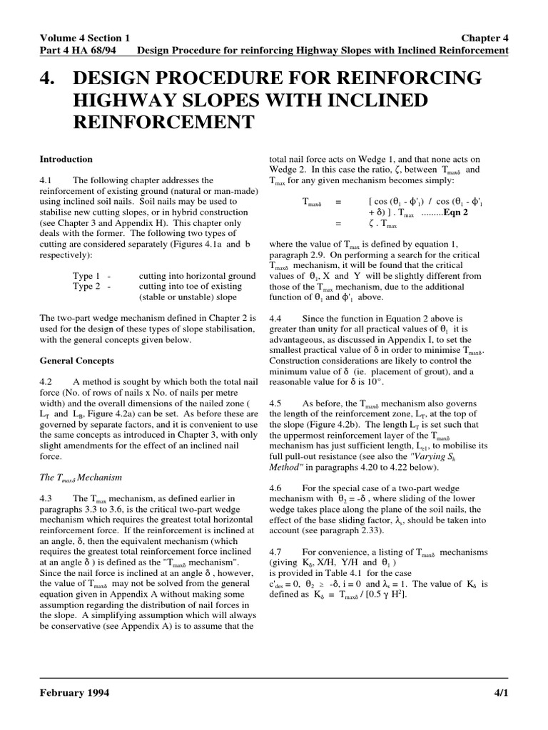 Design Procedure For Reinforcing Highway Slopes With Inclined ...
