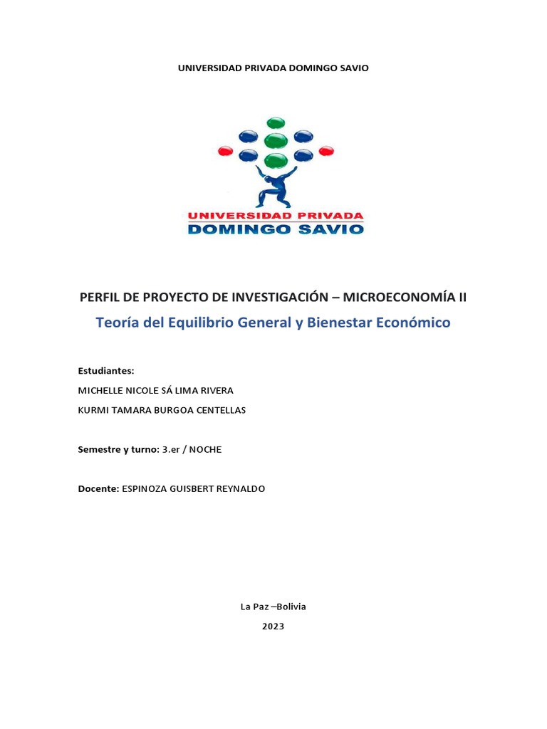 Perfil de Investigacion de Un Proyecto - Microeconomia | PDF | Teoría del equilibrio general ...