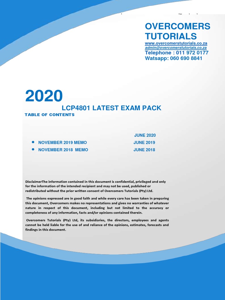 lcp4801 Exam Packs | PDF
