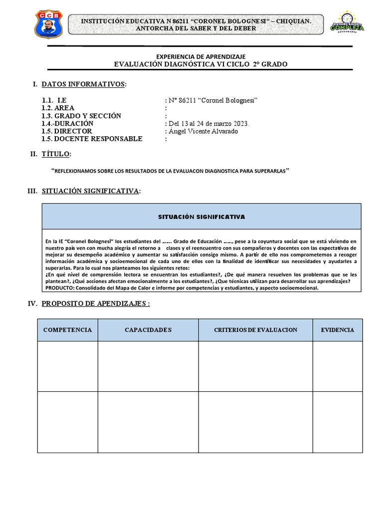 Modelo de Planificador - CCB 2023 | PDF | Evaluación | Aprendizaje