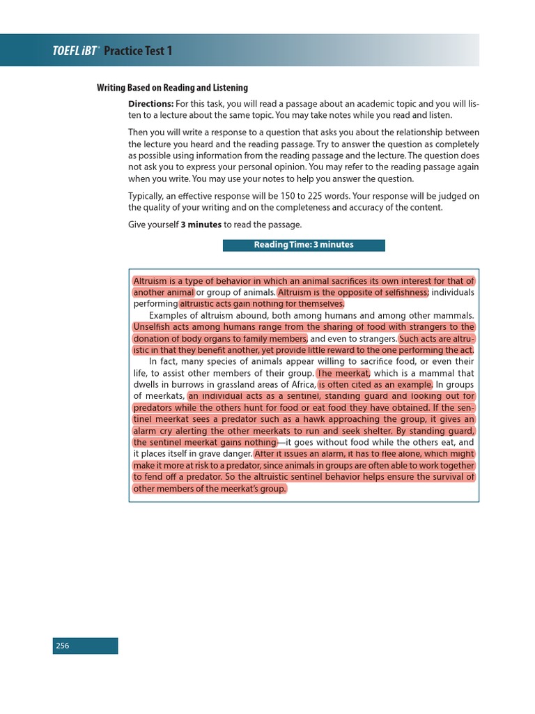 TOEFL IBT Writing Assignment | PDF | Altruism | Meerkat