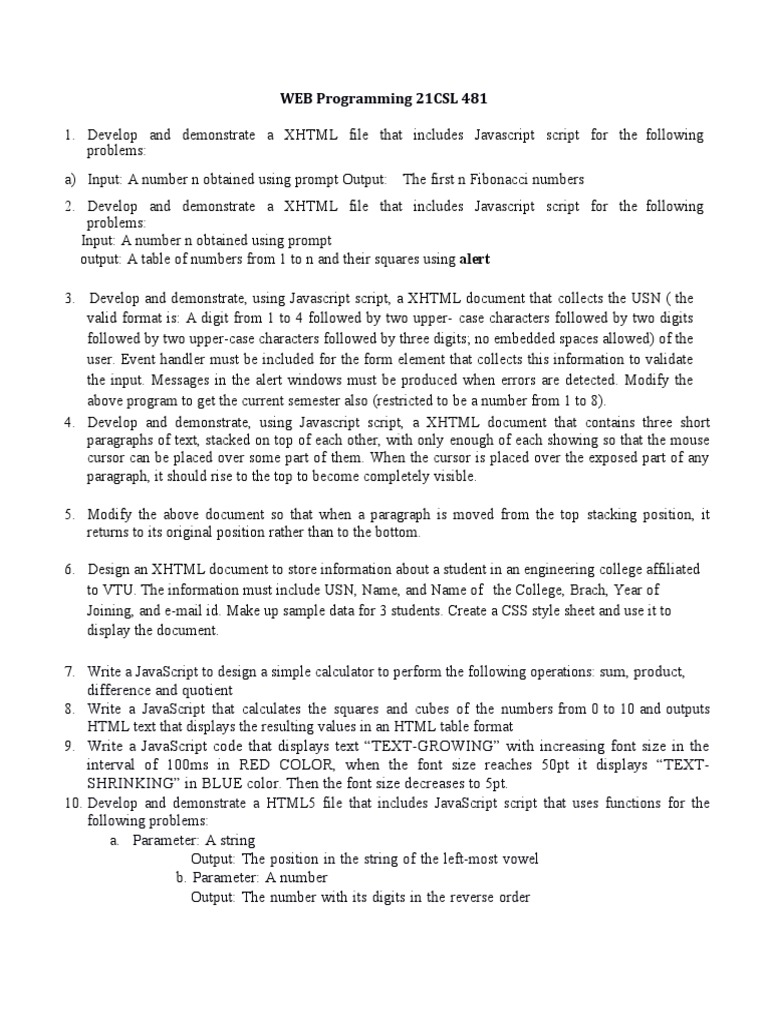 ABE Web Lab 21 Scheme | PDF | Java Script | Html