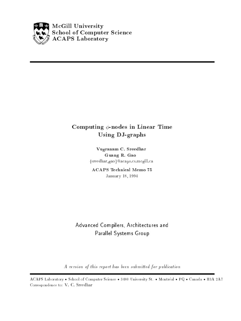 Mcgill University School of Computer Science Acaps Laboratory | PDF | Time Complexity | Function ...