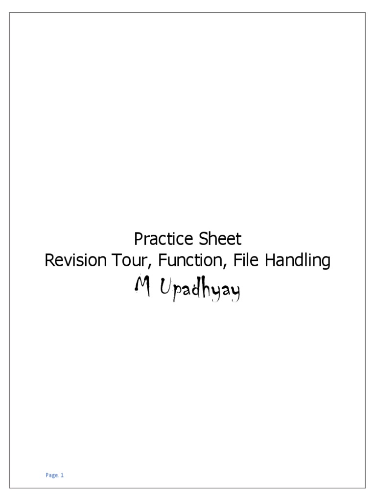 Practice Sheet Pdf Parameter Computer Programming Computer Science