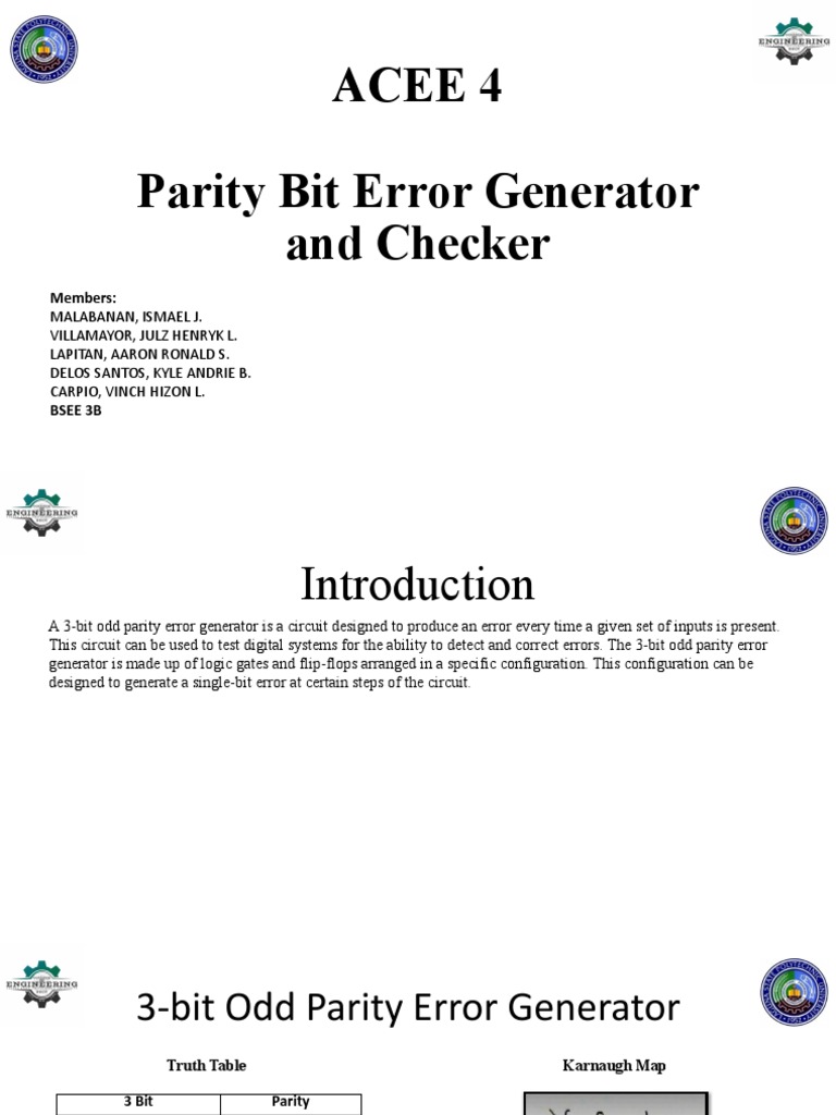 ACEE4 Parity Bit Error Generator and Checker | PDF | Digital Electronics | Computer Data