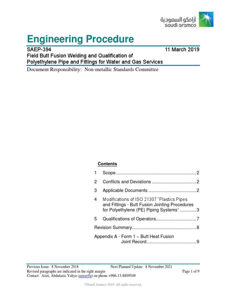 Saep 394 | PDF | Pipe (Fluid Conveyance) | Welding