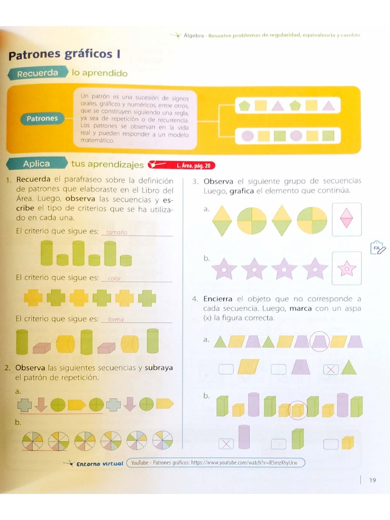 Corefo (Álgebra) - 5to Primaria | PDF