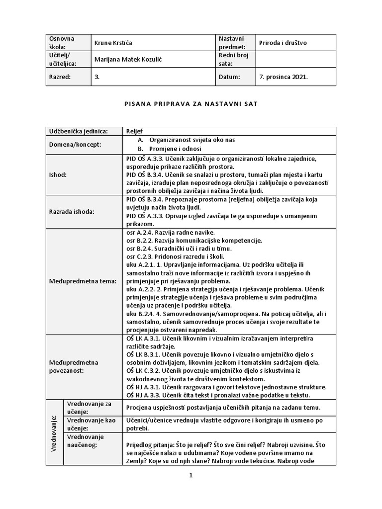 Ogledni Sat (PiD) - Reljef | PDF
