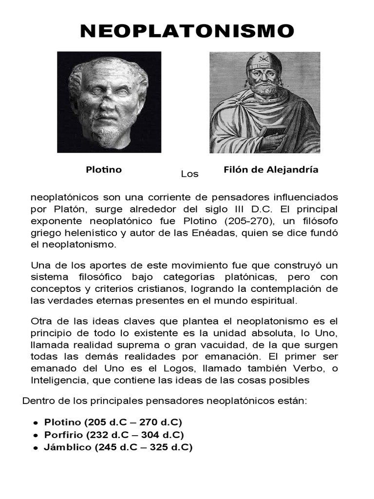 Características del Neoplatonismo | PDF | Ciencias sociales